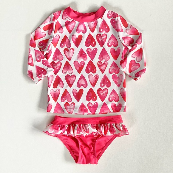 Floatimini | Swim | Floatimini Heart Rashguard Two Piece Swimsuit ...